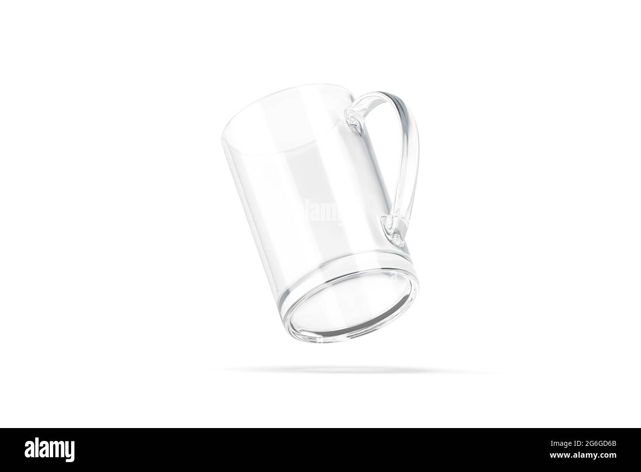 Blank glass narrow 11oz mug with handle mockup, no gravity, 3d ...