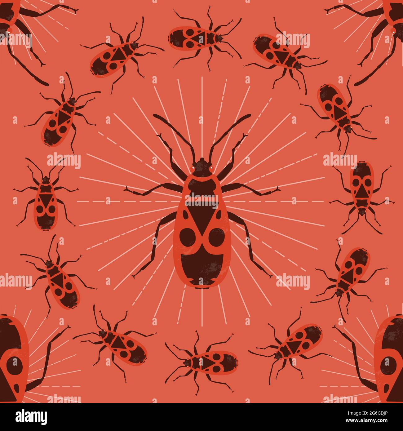Firebug, Pyrrhocoris apterus. Seamless pattern Vector illustration Stock Vector Image & Art - Alamy
