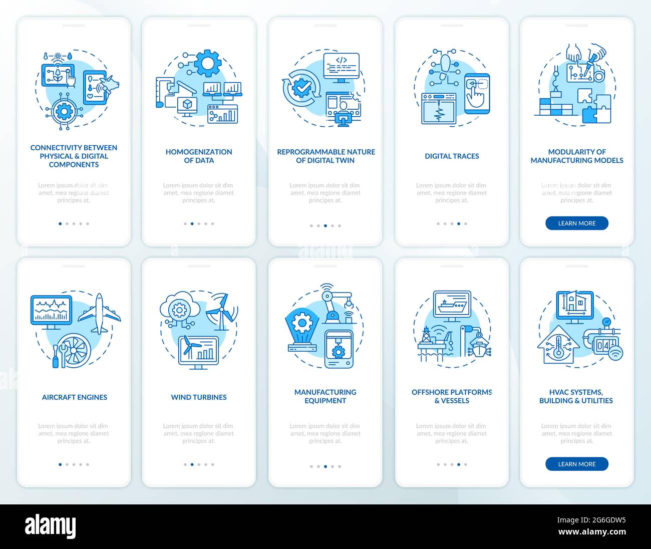 Digital Twin Onboarding Mobile App Page Screen Set Stock Vector Image And Art Alamy