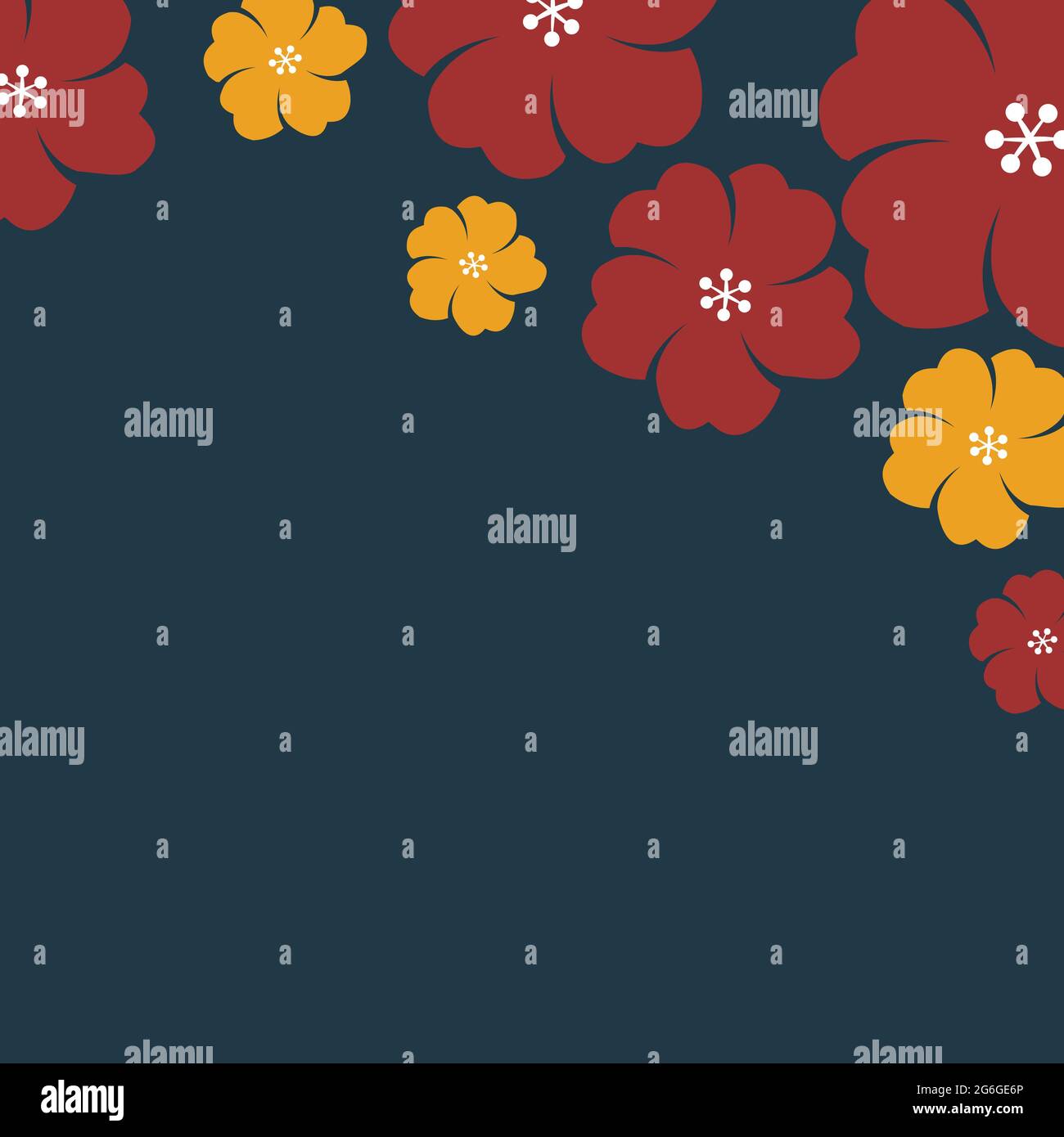 Red And Yellow Flower Border Stock Vector Images - Alamy