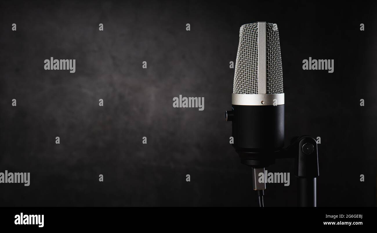 microphone for audio record or Podcast concept, single microphone on ...