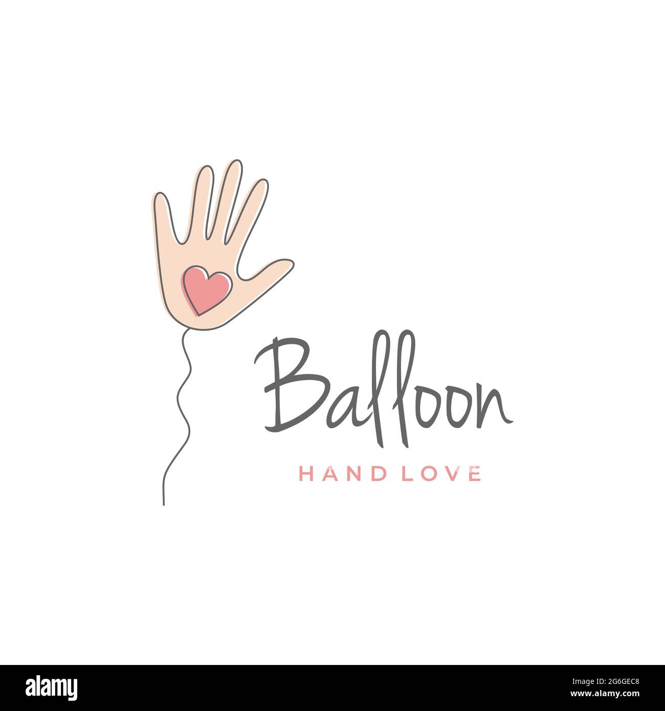 balloon hand with heart, hand shaped balloon logo design vector ...