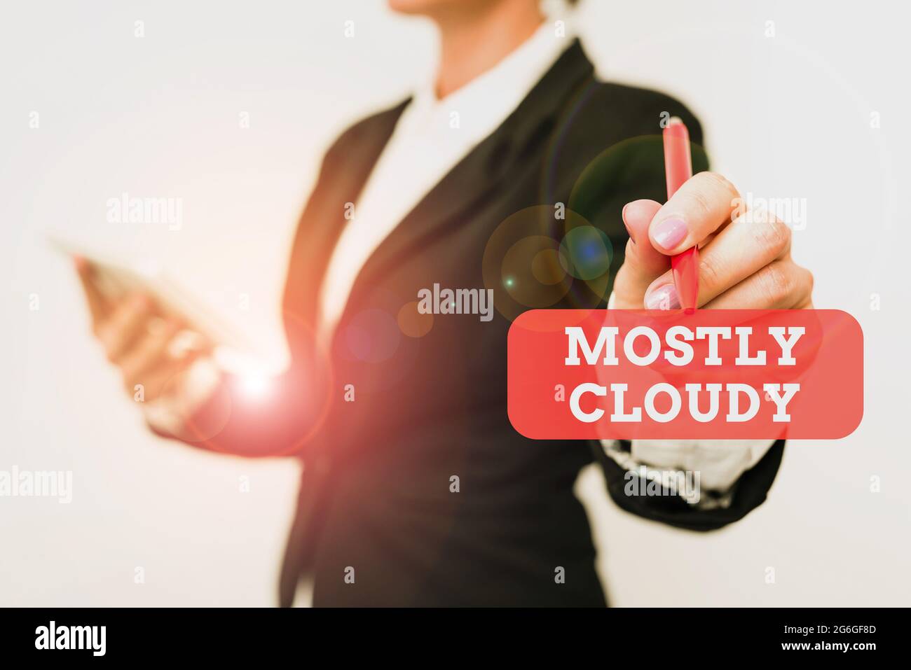 Text showing inspiration Mostly Cloudy. Word Written on Shadowy ...