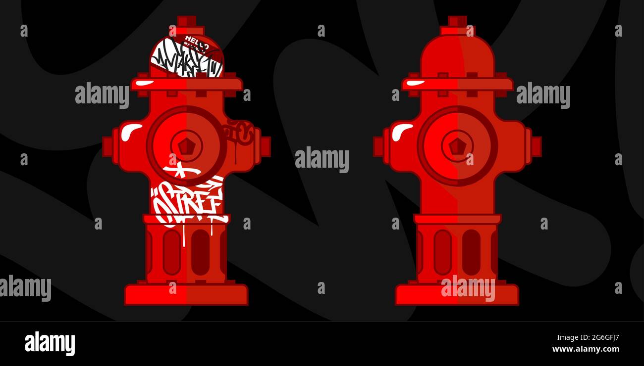 Flat Red City Fire Hydrant Water Supply System Vector Design Element ...