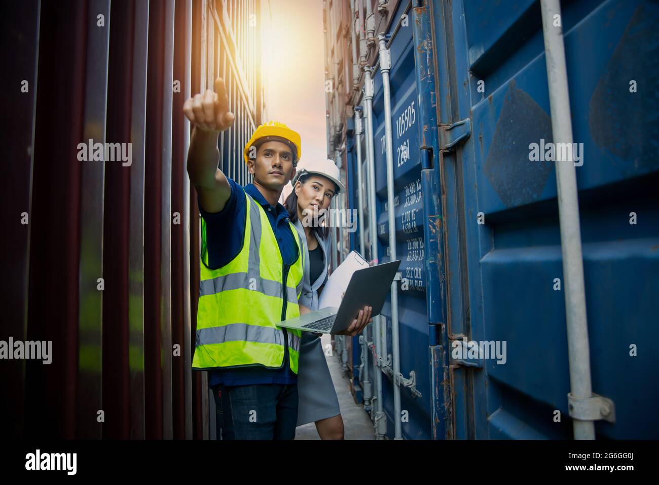 Quality of product, export and import cargo business concept ...
