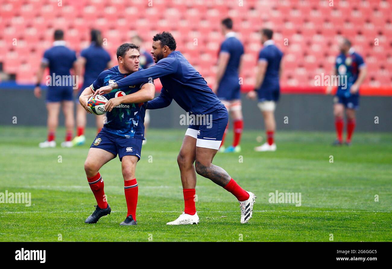 British and Irish Lions' Jamie George (left) and Courtney Lawes during ...