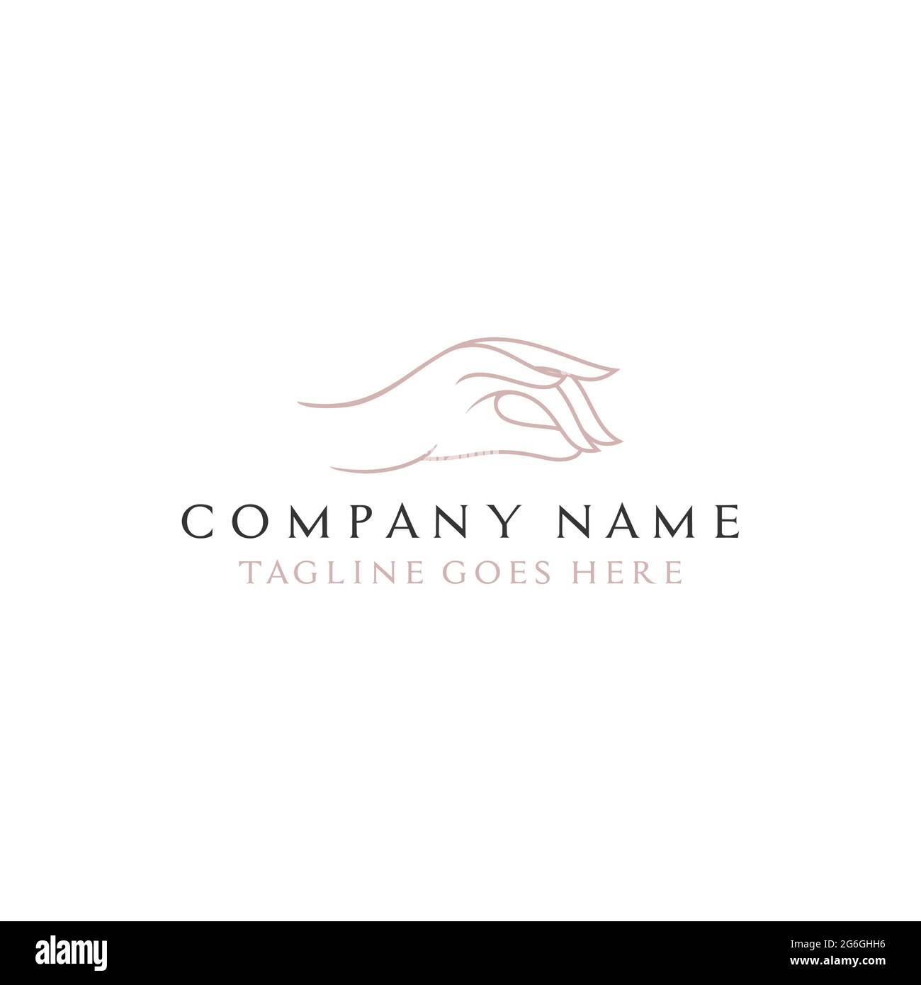 Elegant female hands in beautiful setting, Line art hand logo design ...