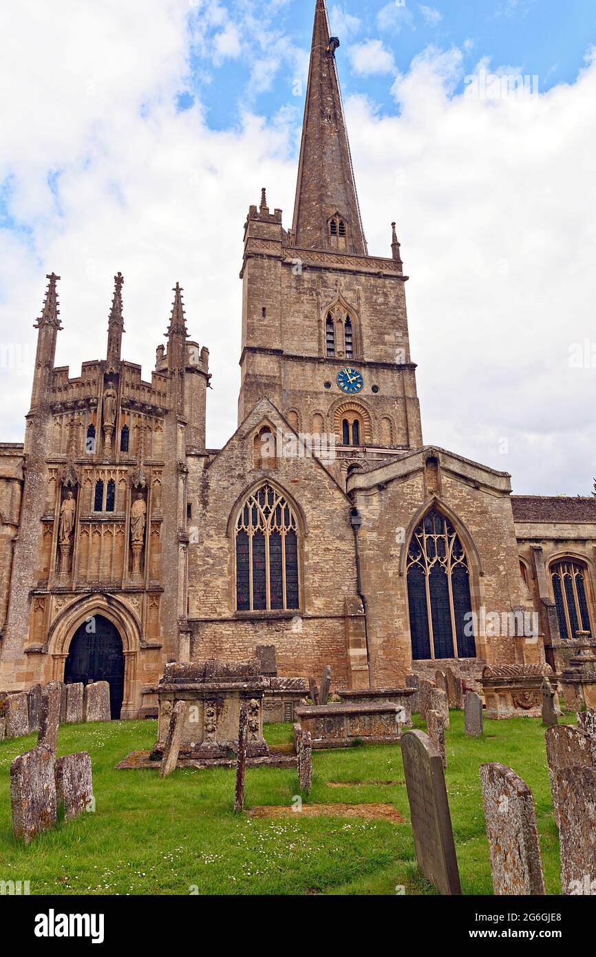St John the Baptist Church, Burford with steeplejacks working on the ...