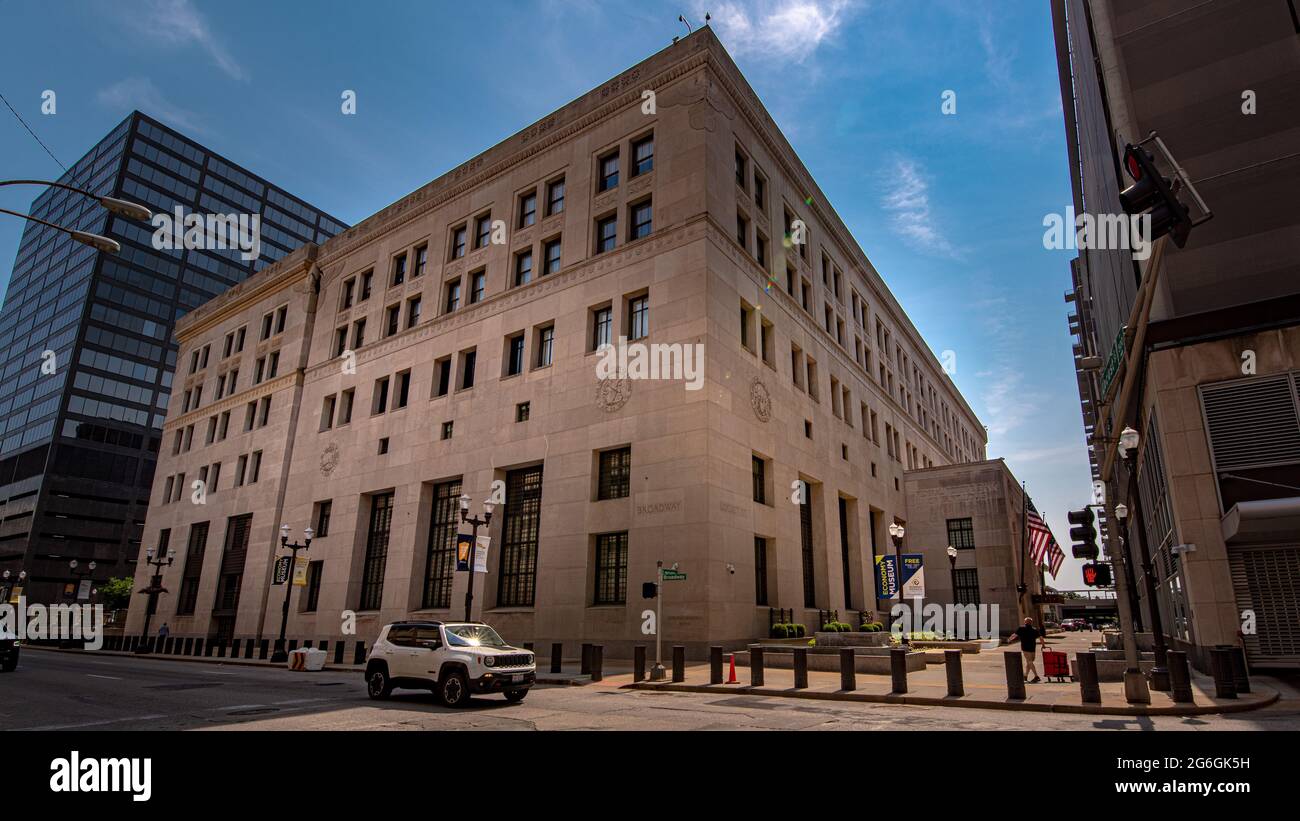 Saint Louis, MO—July 5, 2021; low angle street view of the Federal ...