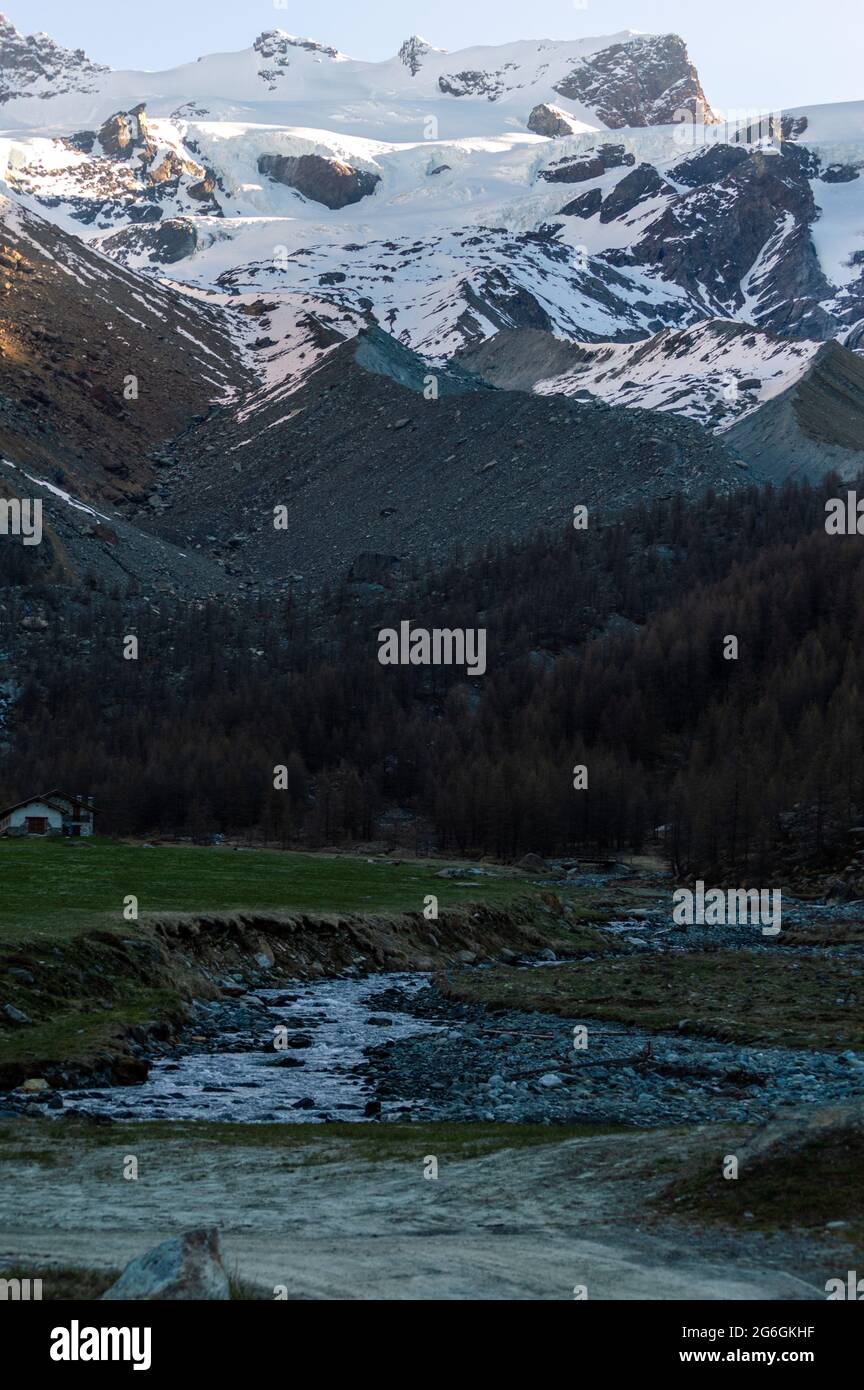 The Piani di Verra Inferiori a plane area halfway to the peak of Mount ...
