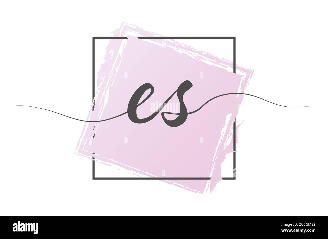 Calligraphic lowercase letters ES in a single line on a colored ...