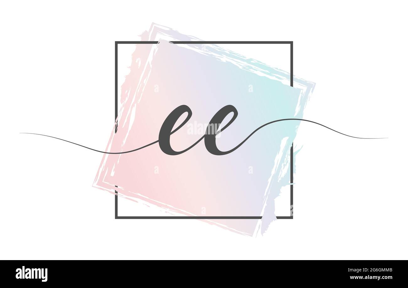 Calligraphic lowercase letters EE in a single line on a colored ...