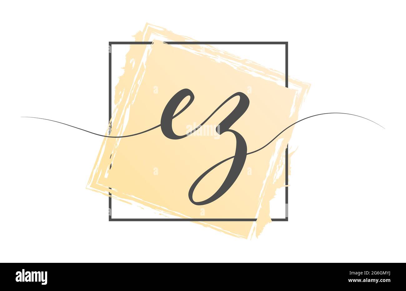 Calligraphic lowercase letters EZ in a single line on a colored ...