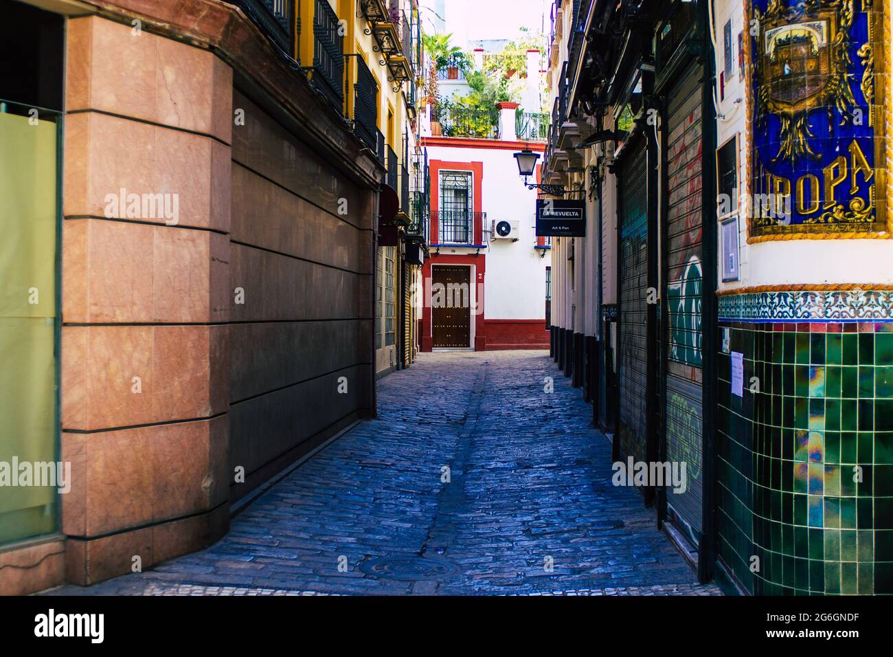 Seville Spain July 05, 2021 Urban landscape of the city of Seville, an ...