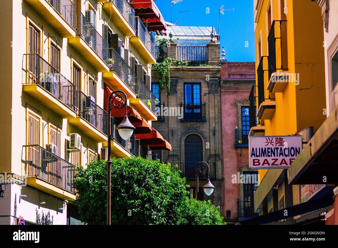 Seville Spain July 05, 2021 Urban landscape of the city of Seville, an ...