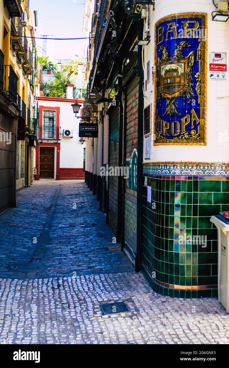 Seville Spain July 05, 2021 Urban landscape of the city of Seville, an ...
