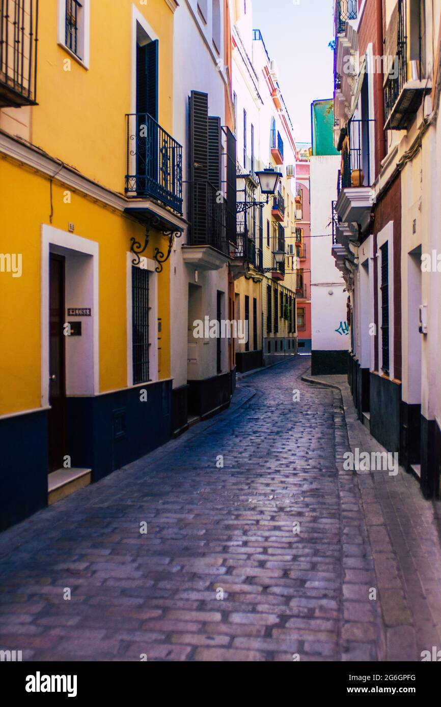 Seville Spain July 05, 2021 Urban landscape of the city of Seville, an ...