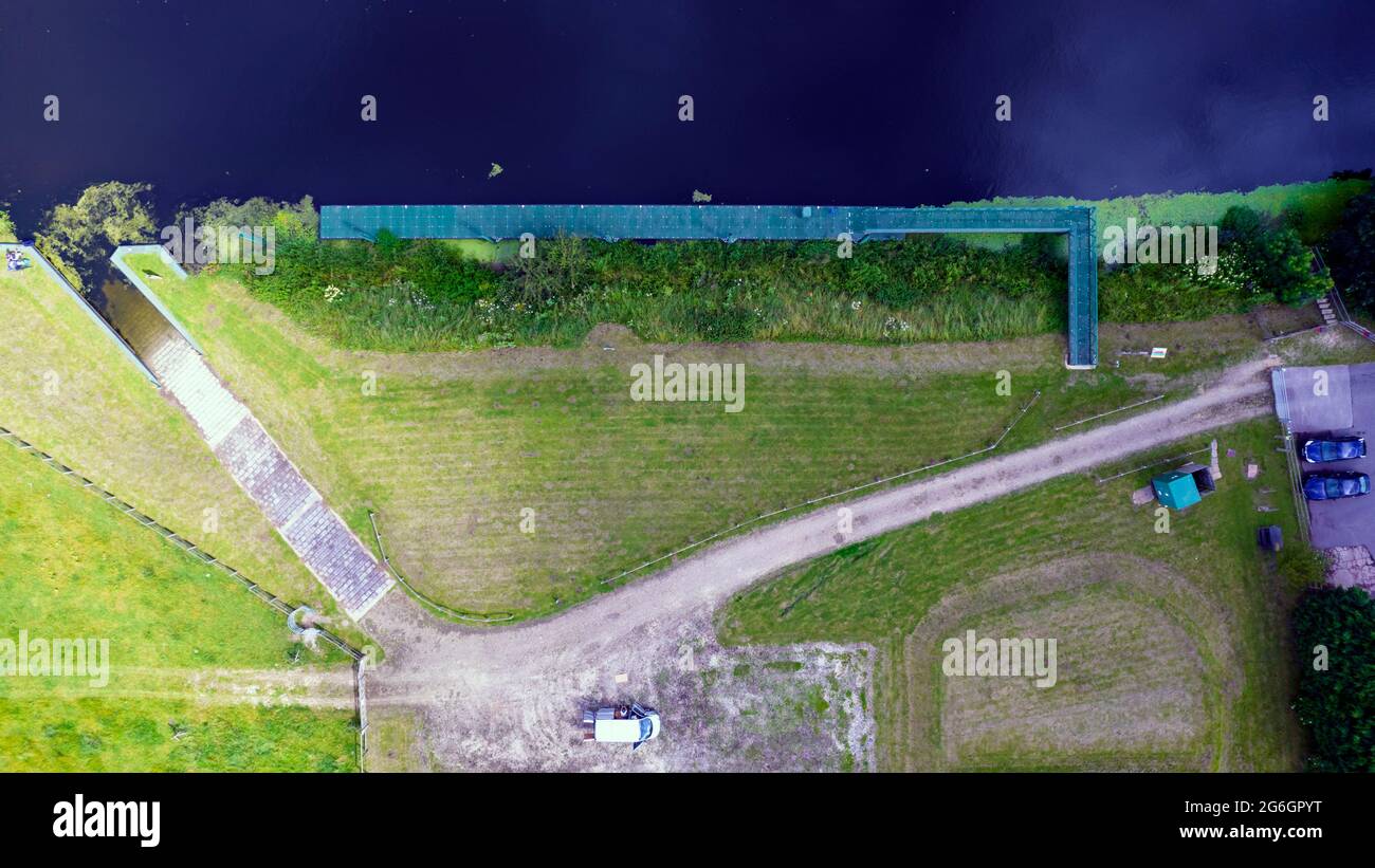 Hubberts Bridge causeway and boat docking at Hammond Beck nr South ...