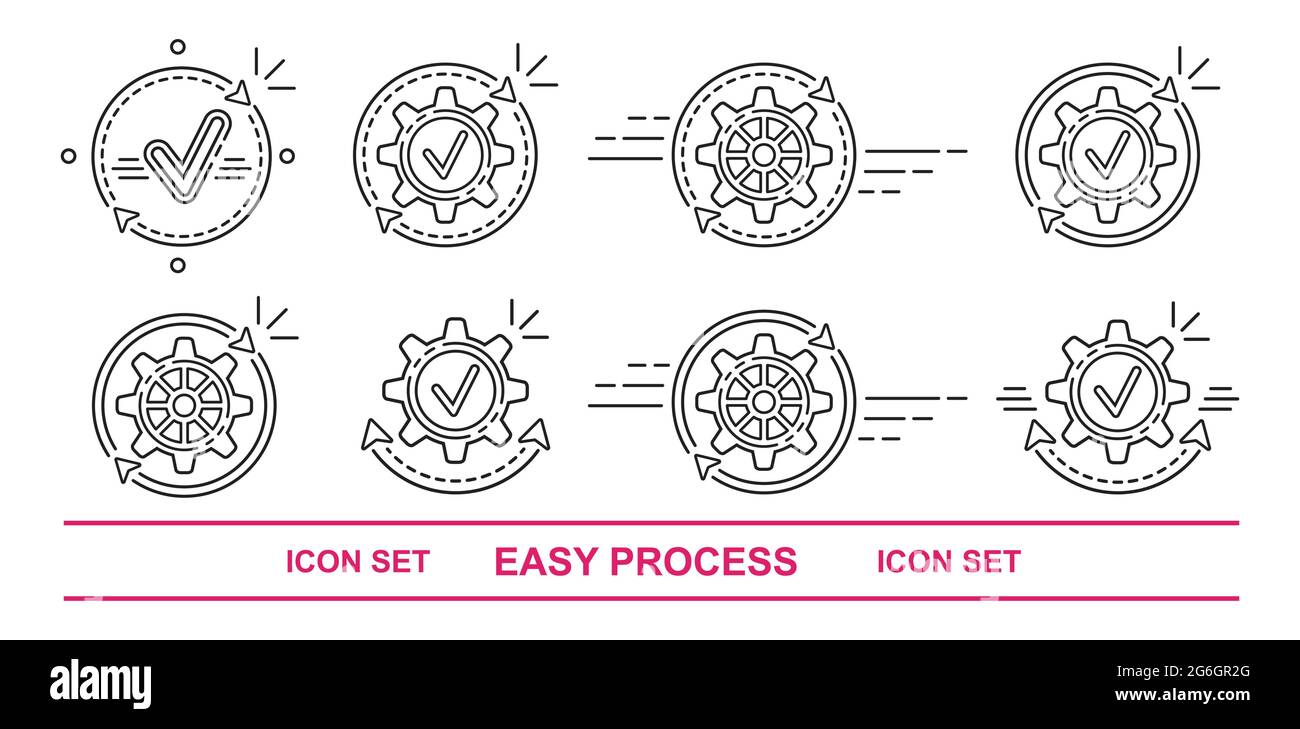 Easy operation process, data update icon set. Optimize and effective finish work, transfer money ...