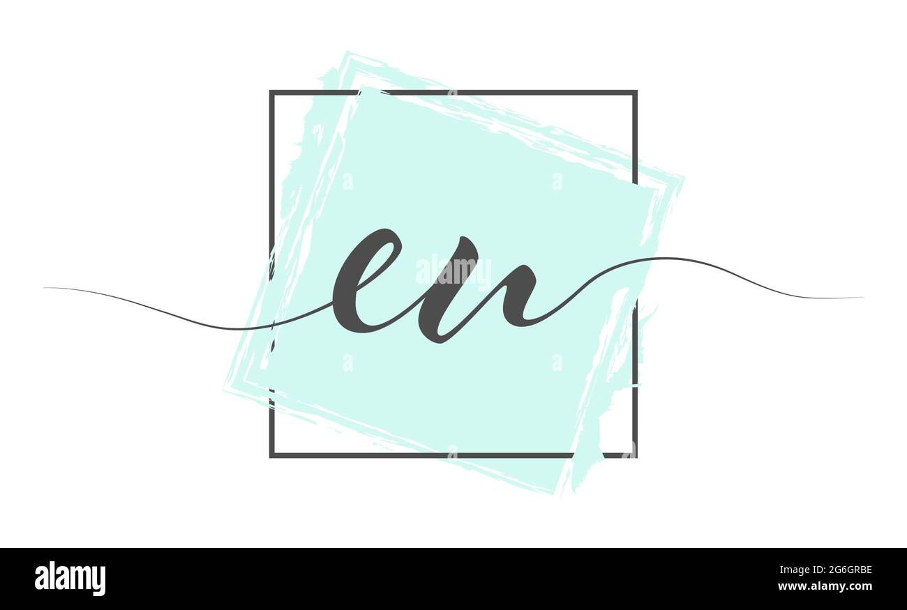 Calligraphic lowercase letters EU in a single line on a colored ...