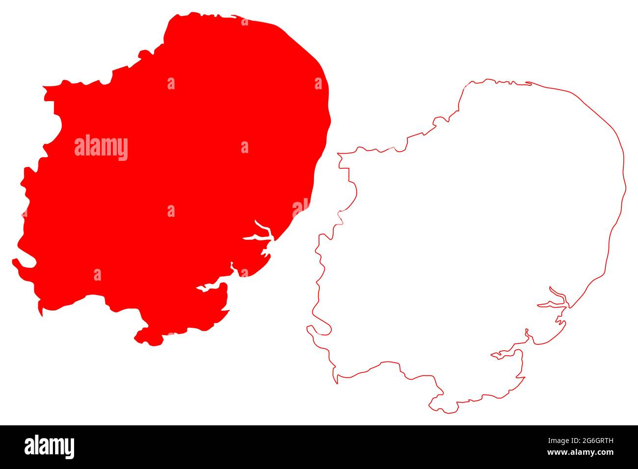 East of England Region (United Kingdom, Region of England) map vector ...