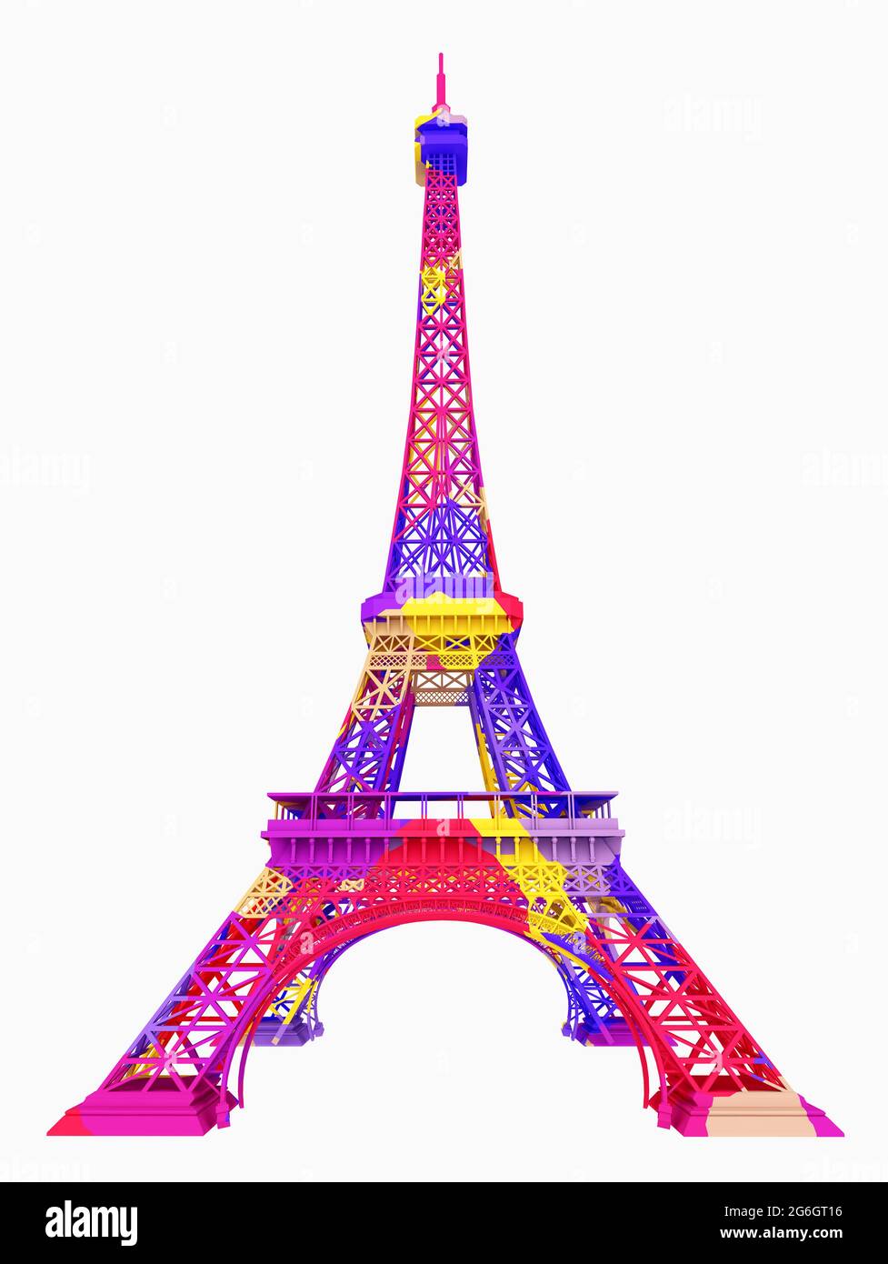 Eiffel Tower in colors isolated on white background Stock Photo - Alamy
