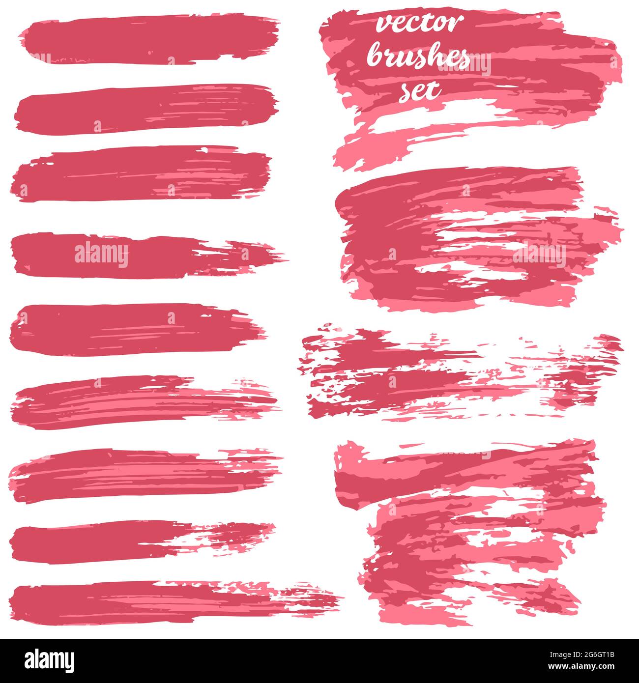 Set of freehand drawing. Collection of red bicolor paint, ink brush ...