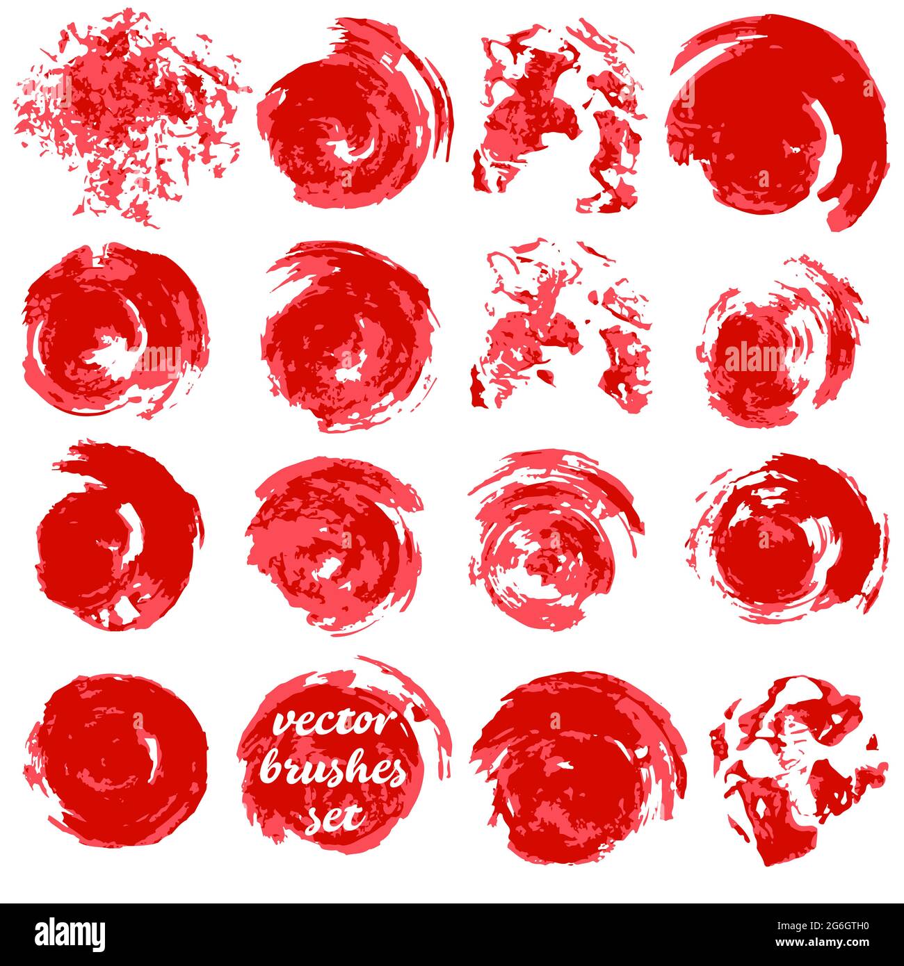 Set of freehand drawing. Collection of red bicolor paint, ink brush ...