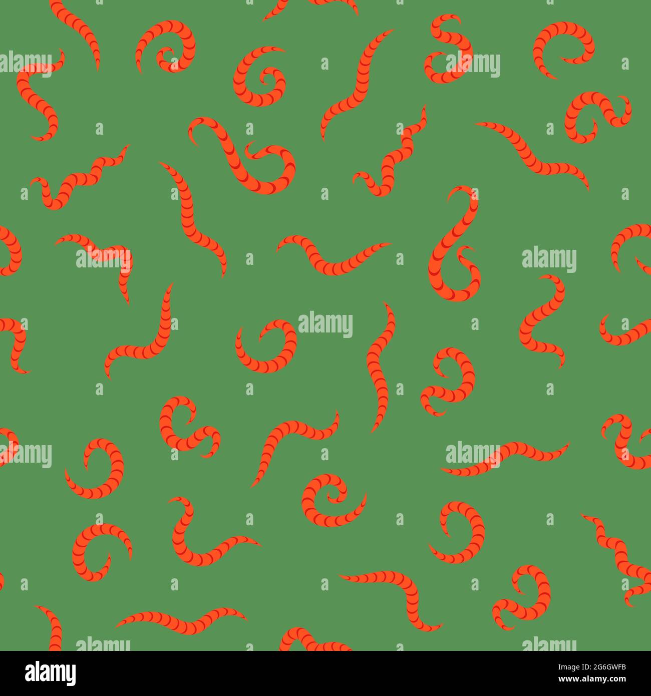 Animal Earth Red Worms for Fishing Seamless Pattern on Green Background ...