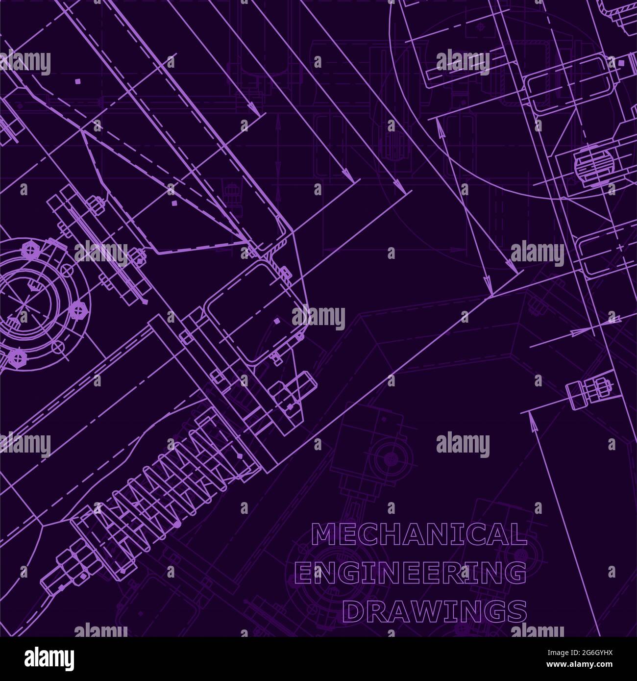 Blueprint. Vector engineering illustration. Technical Purple cyberspace ...