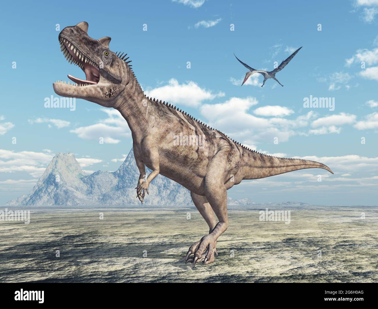 Dinosaur Ceratosaurus in a landscape Stock Photo - Alamy