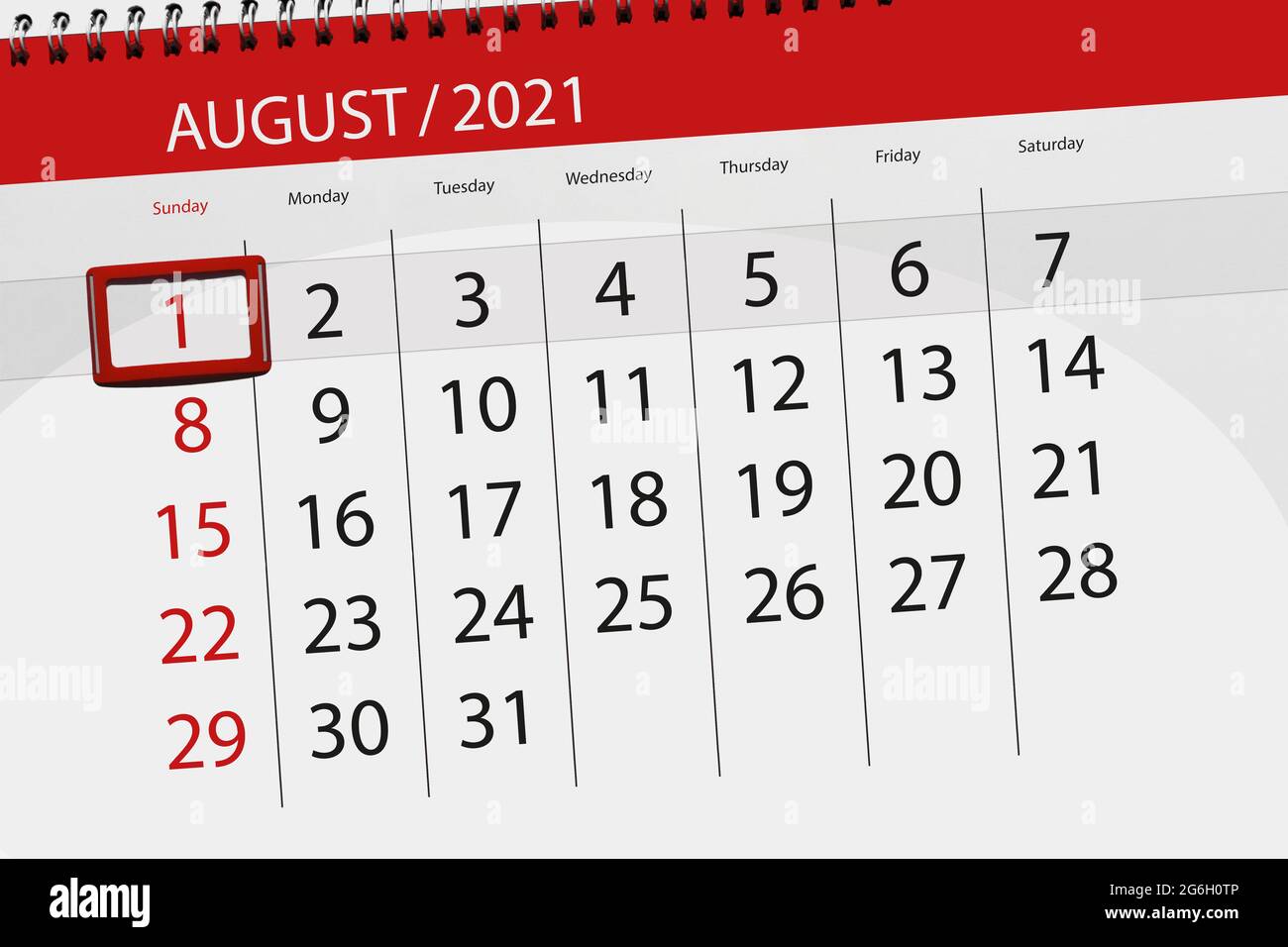 August 1 calendar hi-res stock photography and images - Alamy
