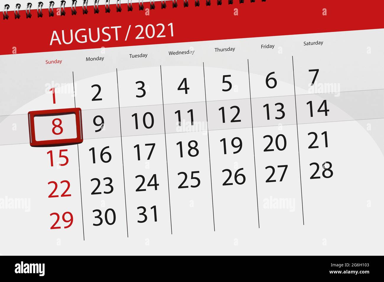 August 8 calendar hi-res stock photography and images - Alamy