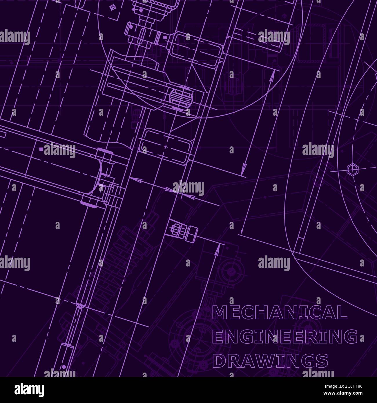 Blueprint, Sketch. Vector engineering illustration. Purple cyberspace ...