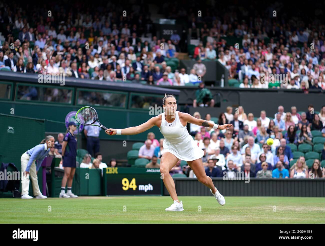Aryna Sabalenka in action during her Ladies' singles match against Ons ...