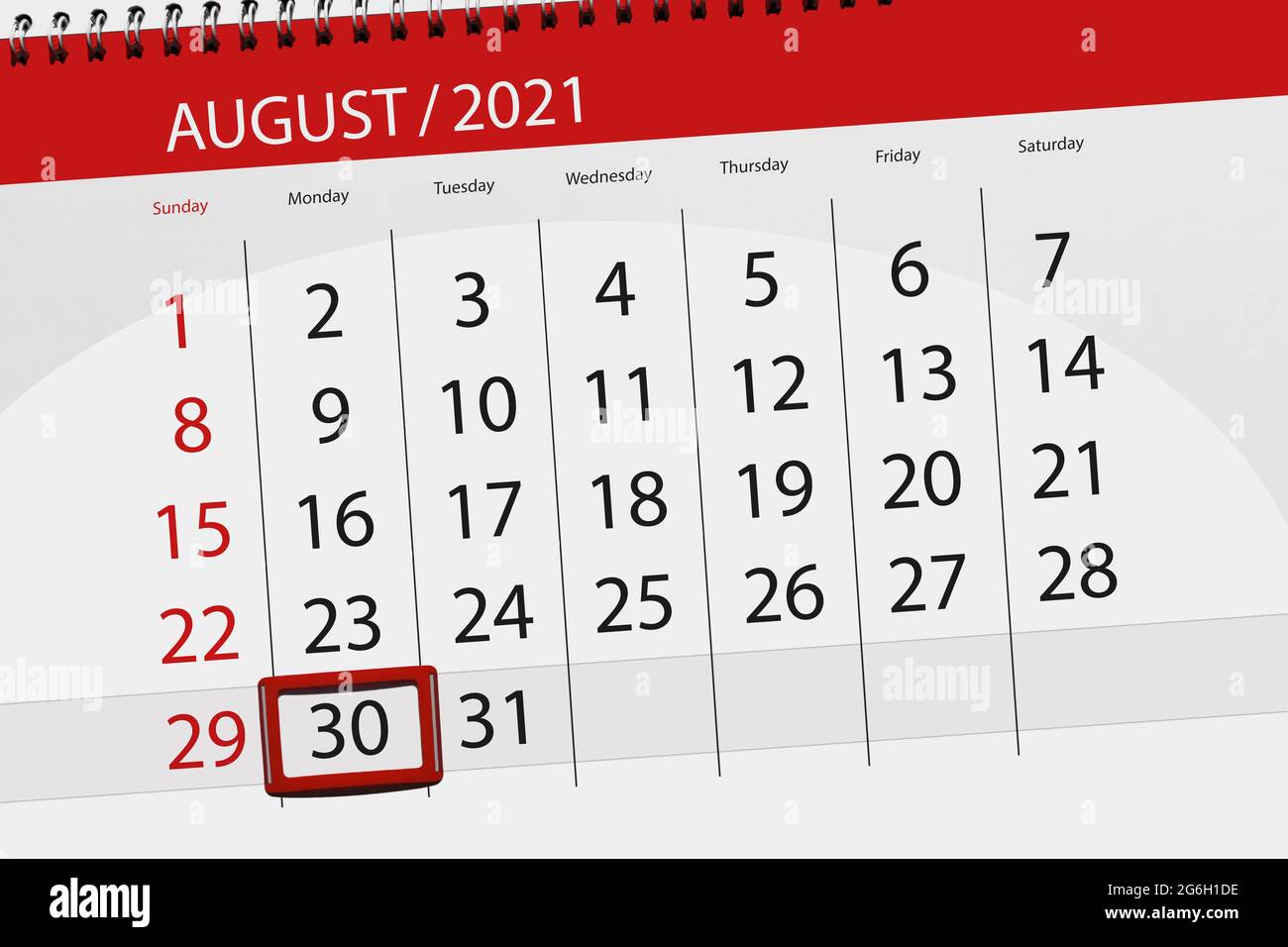 August 30 calendar date hi-res stock photography and images - Alamy