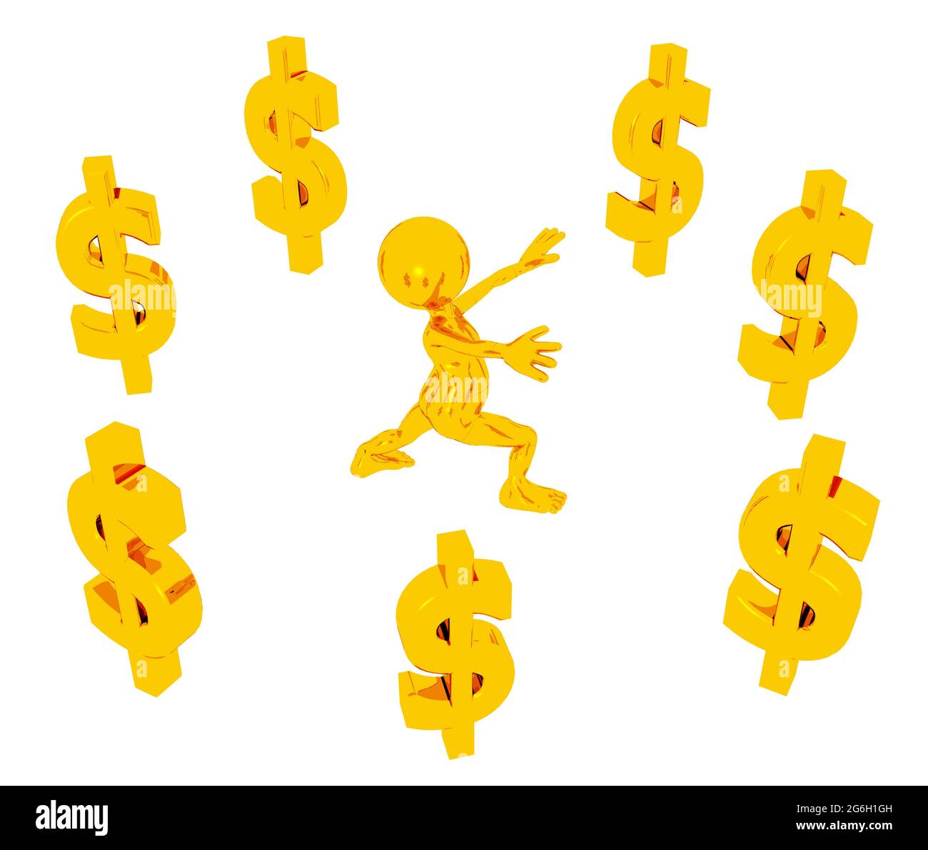 Dollar signs with 3D figure isolated on white background Stock Photo ...