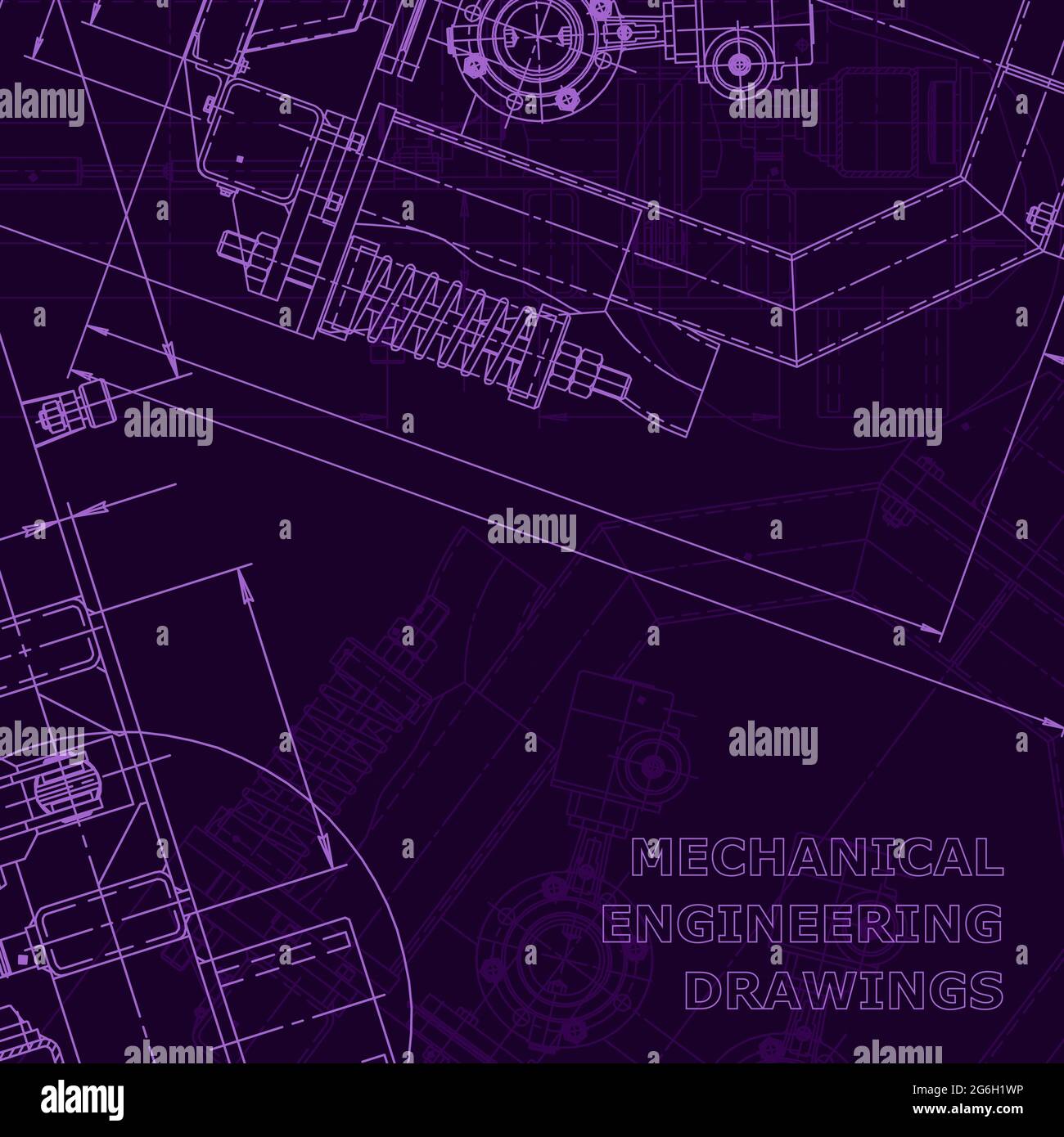 Blueprint. Vector engineering drawings. Purple cyberspace. Technical ...
