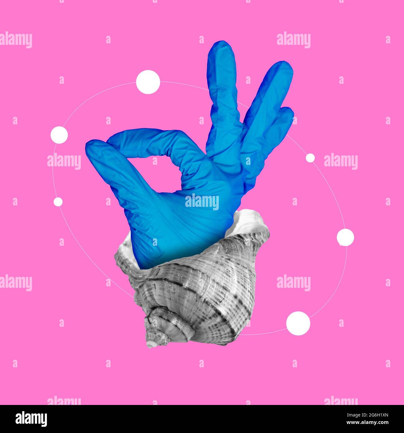 Ok sign. Contemporary art collage, modern design. Aesthetic of hands ...