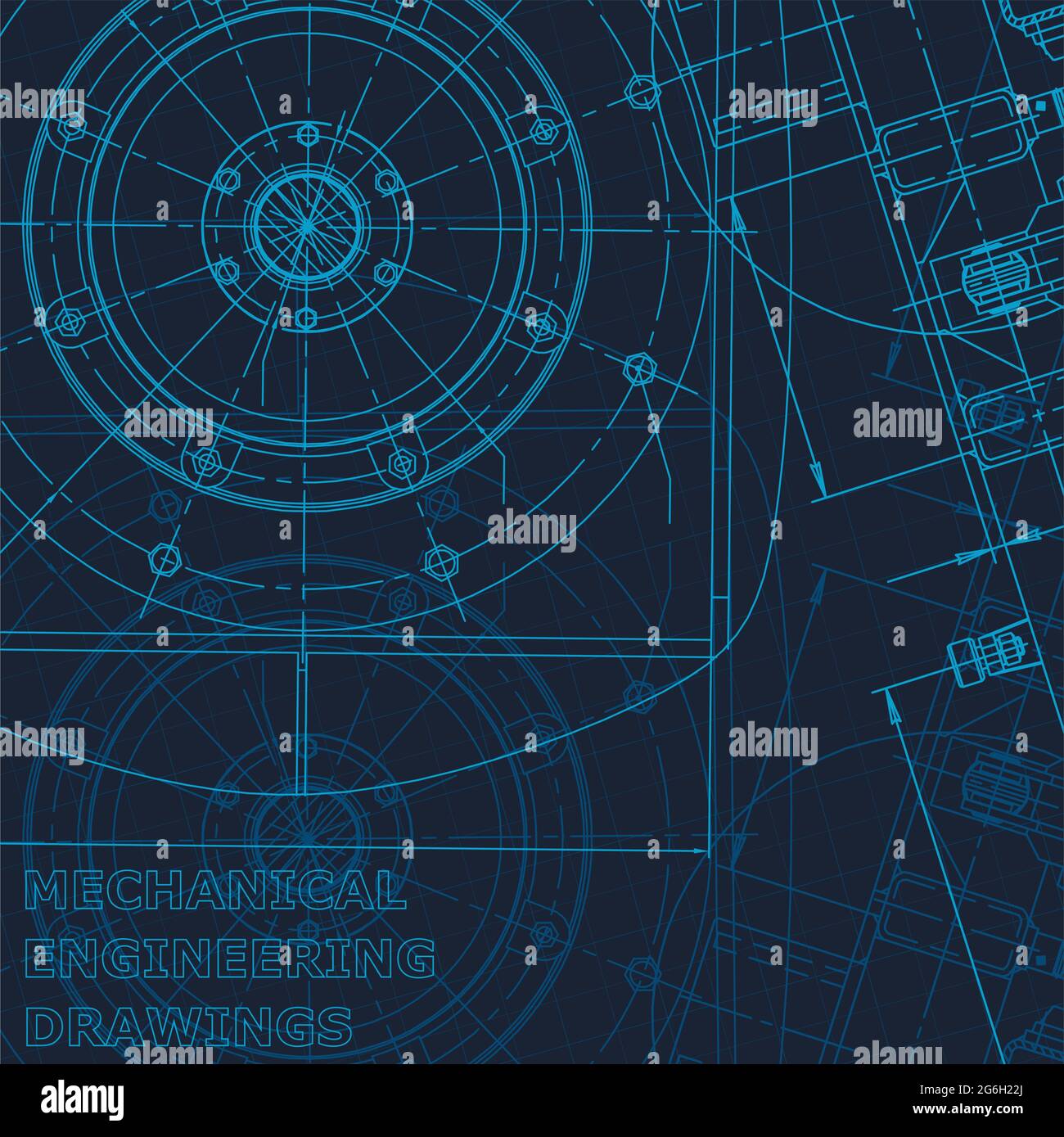 Technical cyberspace, Corporate Identity. Computer aided design systems. Blueprint, scheme, plan ...