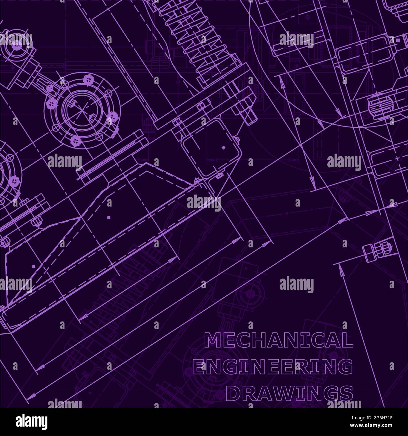 Blueprint. Vector engineering illustration. Purple cyberspace ...
