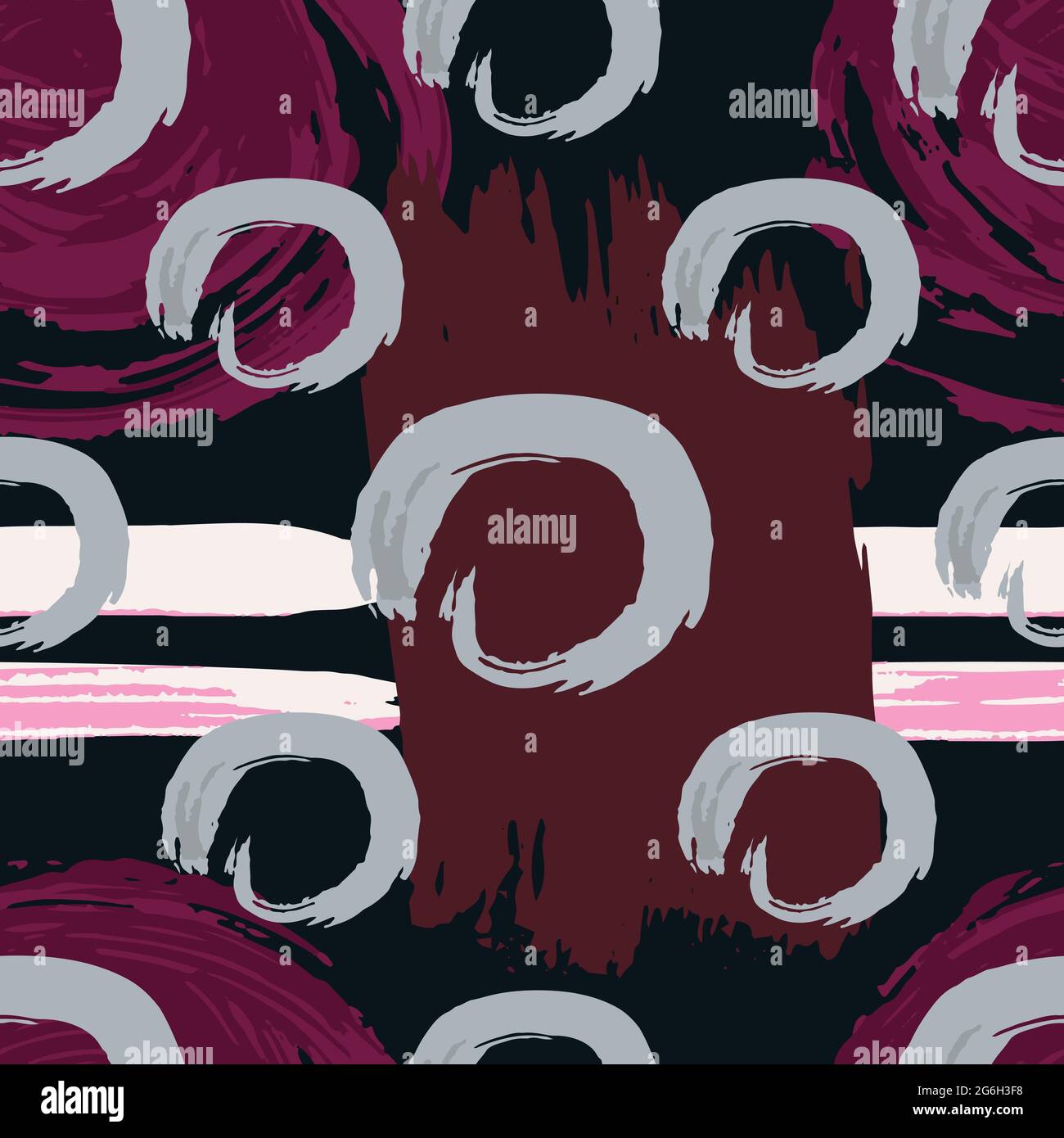 Abstract creative seamless pattern with blots, dots, brush strokes and ...