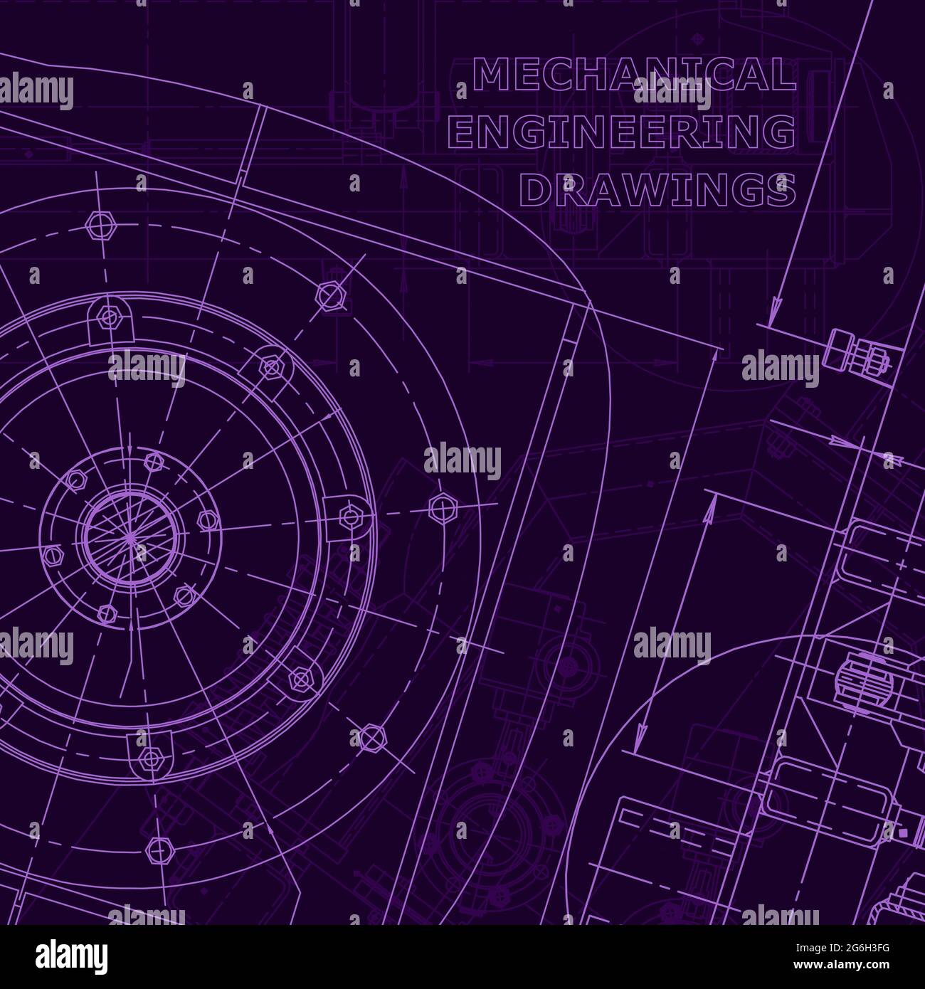 Blueprint, Sketch. Vector engineering illustration. Purple cyberspace ...
