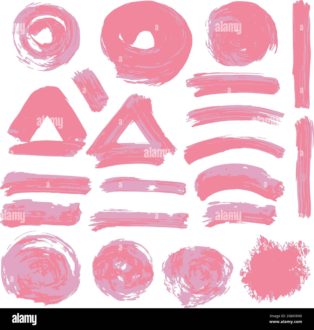 Collection of pink paint, ink, brush strokes, brushes, lines, grungy ...