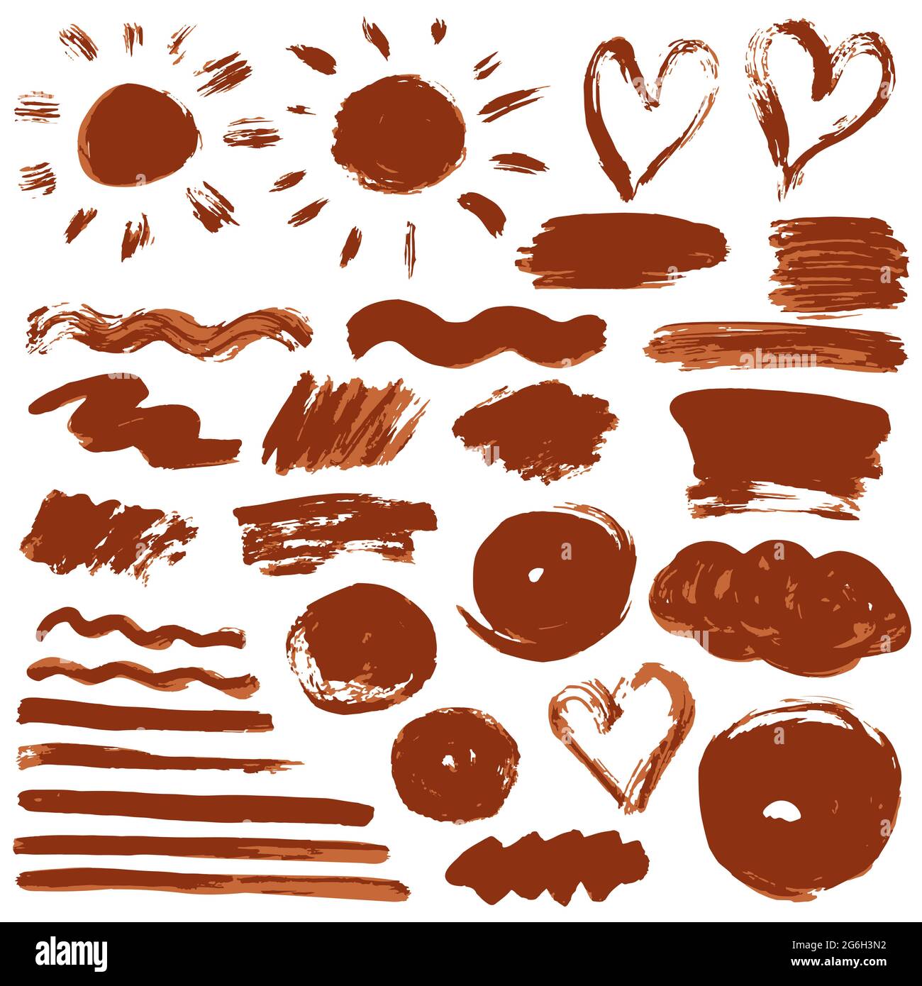 Collection of red ink, ink, brush strokes, brushes, lines, grungy ...