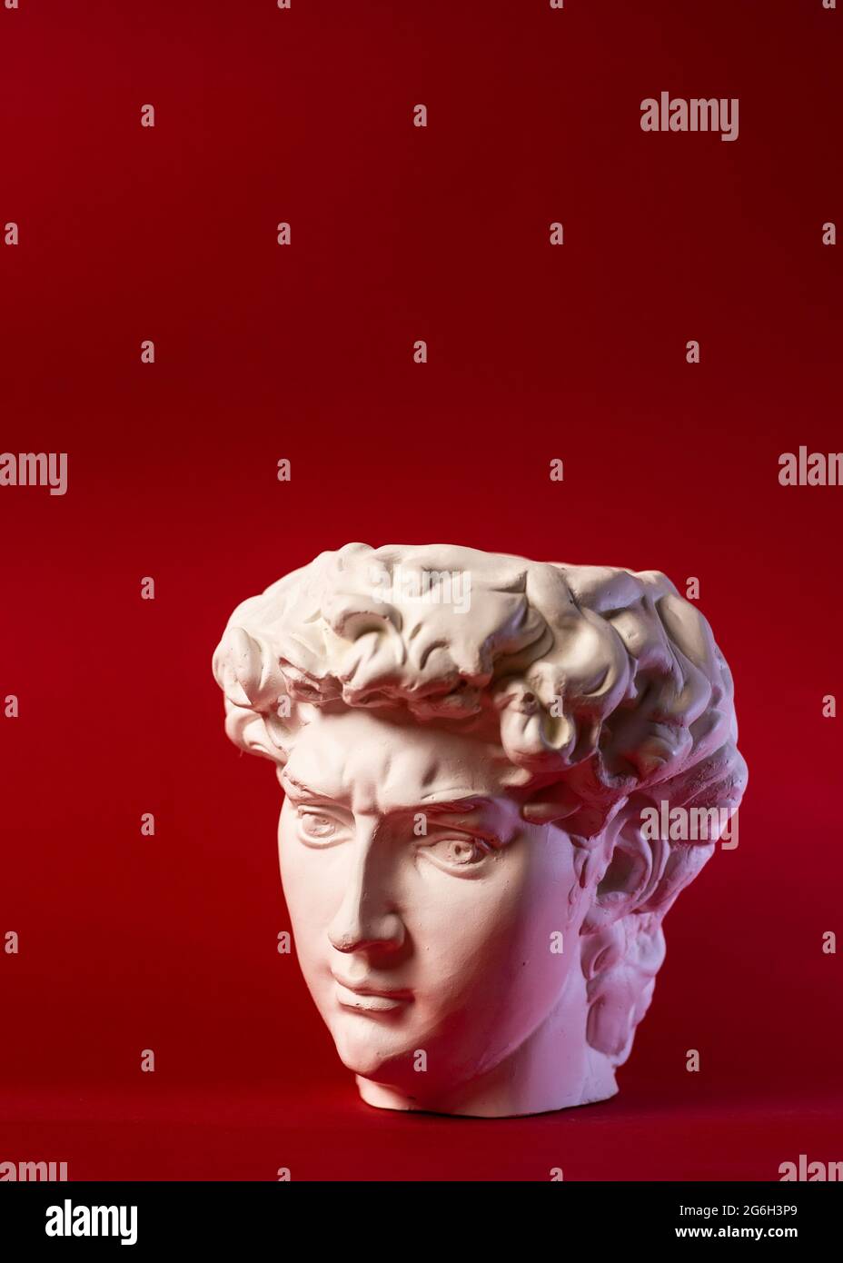 Gypsum statue of David's head. Michelangelo's David statue plaster copy Stock Photo - Alamy