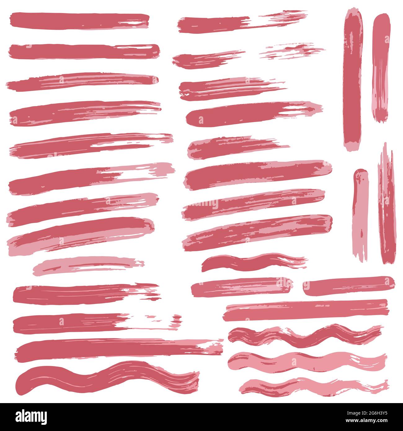 Collection of pink paint, ink, brush strokes, brushes, lines, grungy ...