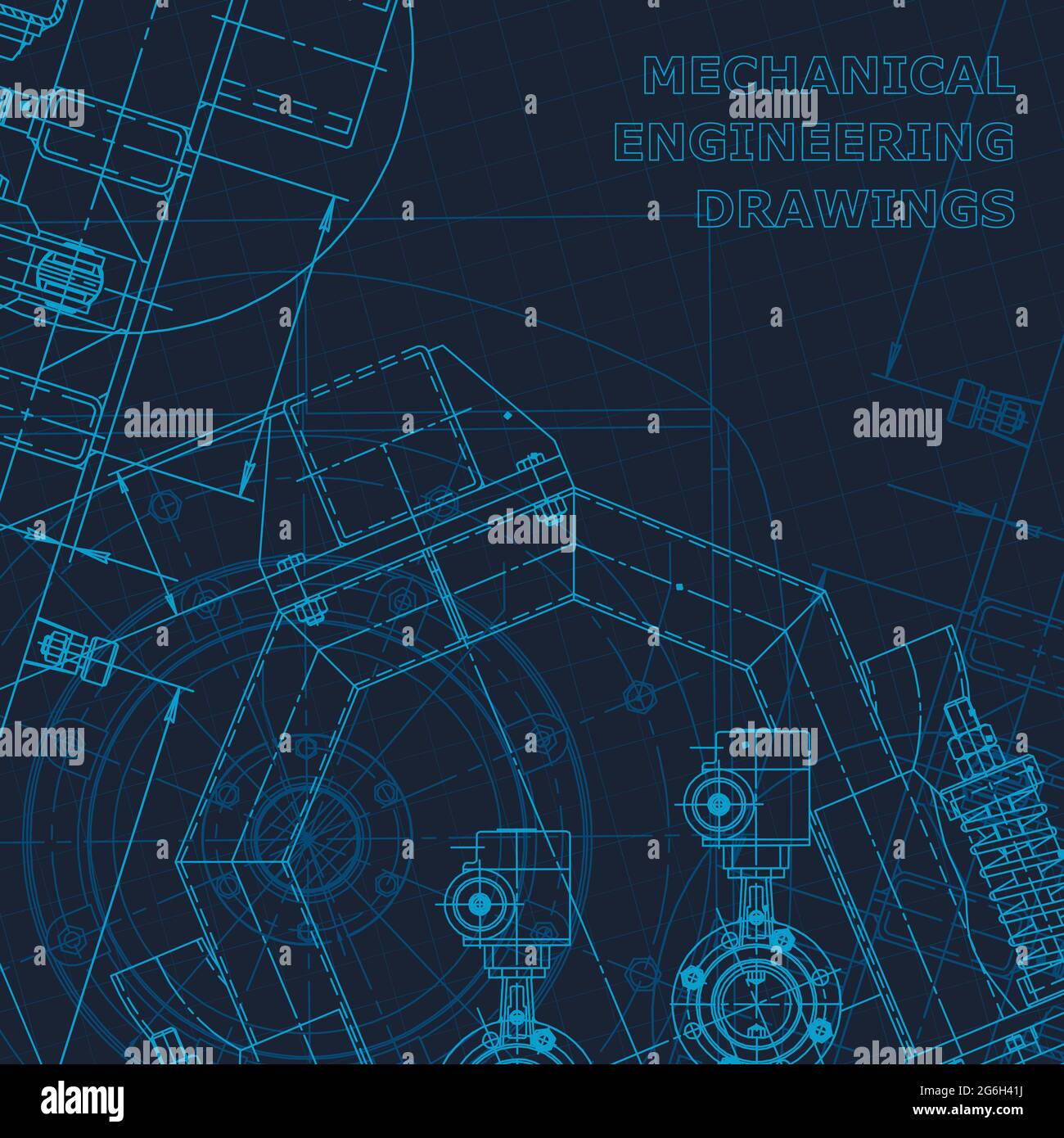 Blueprint. Technical cyberspace. Instrument-making drawings. Mechanical ...