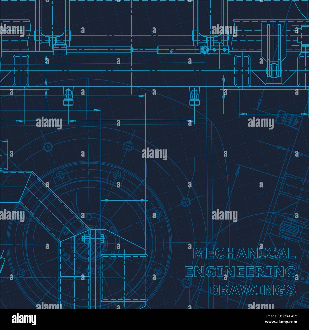Technical cyberspace. Computer aided design systems. Blueprint, scheme ...
