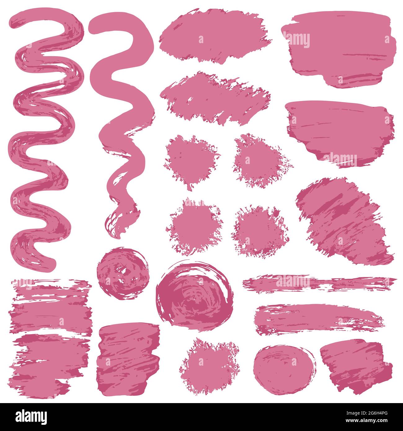 Collection of pink paint, ink, brush strokes, brushes, lines, grungy ...